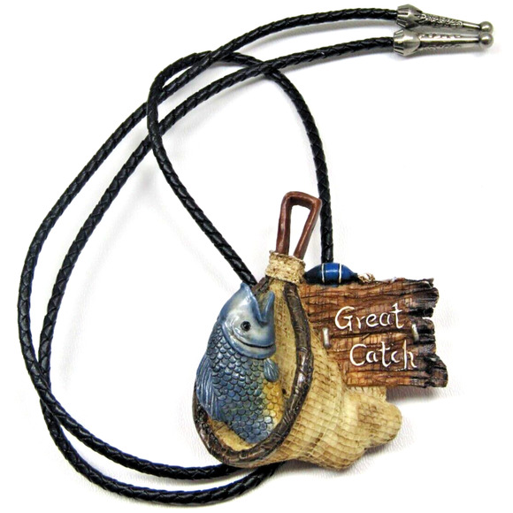 Handmade | Accessories | Bolo Tie Fisherman Fish In Net Great Catch ...